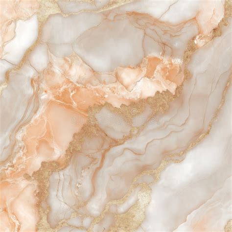 Elegant Gold And Peach Marble Texture With Swirling Patterns Stock
