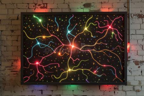 Neural Network Glowing In Abstract Radiant Colors On A Dark Futuristic Backdrop Stock Image