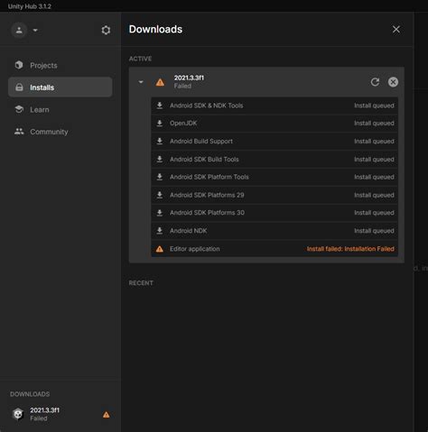 Unity Hub And Editor Install Issues Cant Install Editor Or Modules Unity Engine Unity