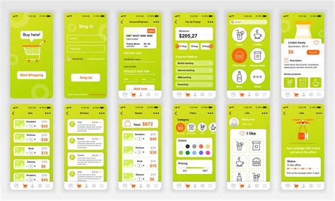 Set Of Ui Ux Gui Screens Shopping App Flat Design Template For Mobile