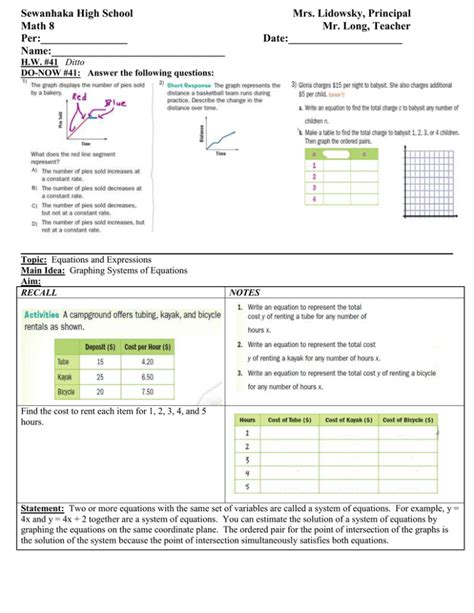 Solving System Of Equations By Graphing Worksheet Doc Tessshebaylo