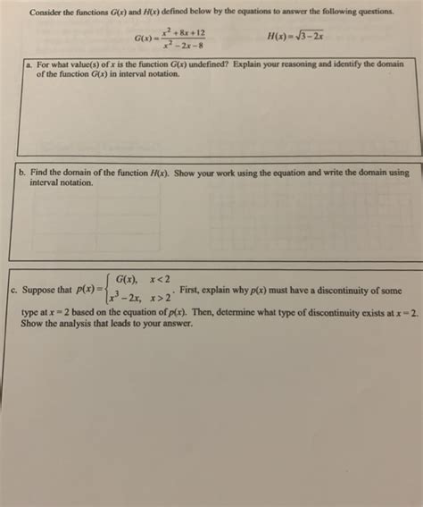 Solved Consider The Functions G X And H X Defined Below By