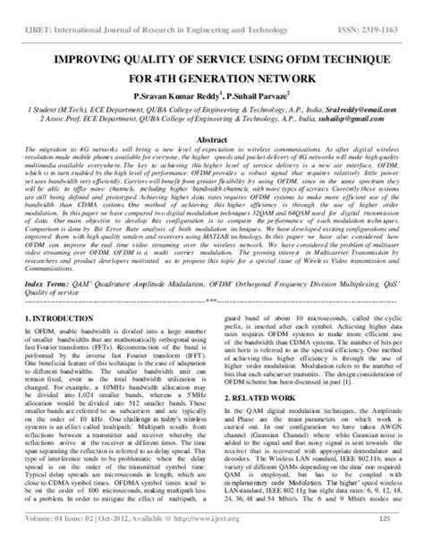 Pdf Improving Quality Of Service Using Ofdm Technique For 4th