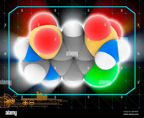 Hydrochlorothiazide Hct Molecular Model Of Hydrochlorothiazide C7 H8 Cl N3 O4 S2 This Is A