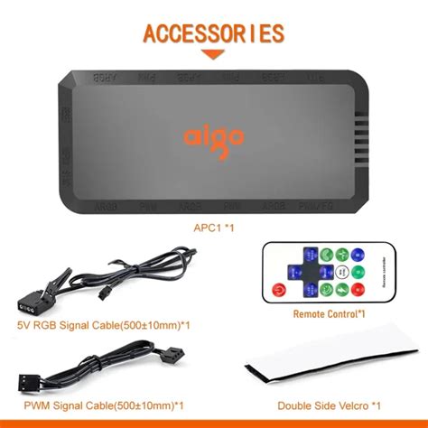 aigo apc1 4pin pwm 6 argb ports 3pin 5v speed controller universal