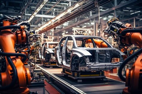 Automated Assembly Line Production Of Electric Vehicles Premium Ai Generated Image