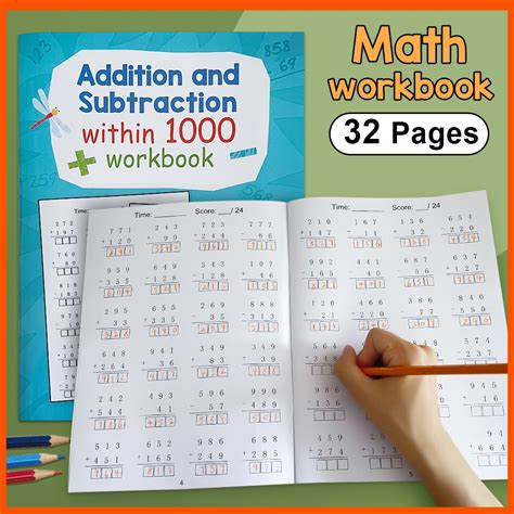 32 Pages Math Arithmetic Workbook Addition And Subtraction Within 1000 Kindergarten Mathematics