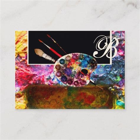 Artist Color Palette Monogram Painterart Supplies Business Card