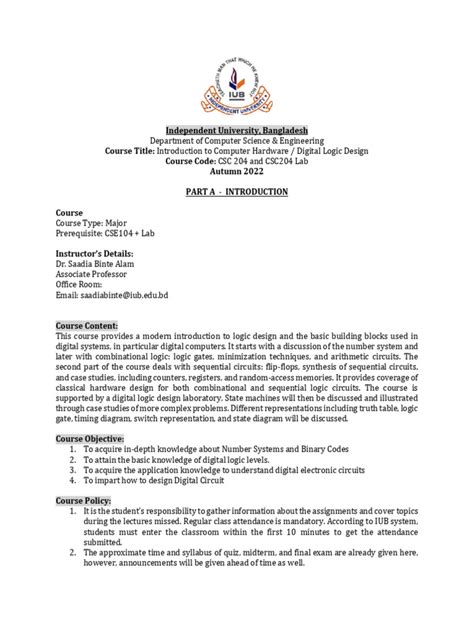 Obe Course Outline Cse204 Pdf Logic Gate Logic Synthesis