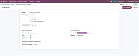how to configure a mail server in odoo 16