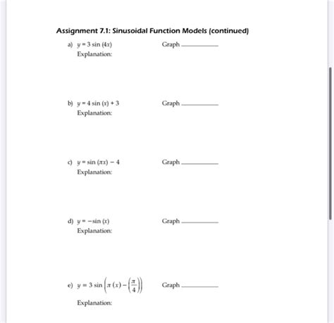 Solved Assignment 71 Sinusoidal Function Models