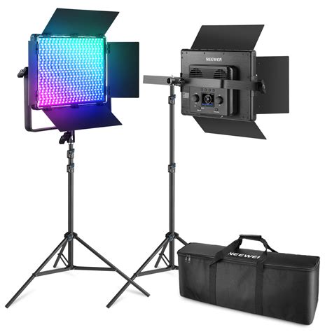 2 Pack Neewer Pl60c Rgb Video Light Kit Led Panel Light