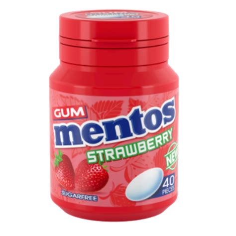 Mentos Gum Strawberry 40pc E Natural Limited Food And Drink