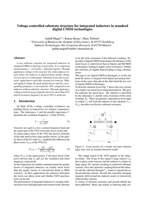 Pdf Voltage Controlled Substrate Structure For Integrated Inductors
