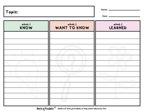 Kwl Chart 14 Templates World Of Printables