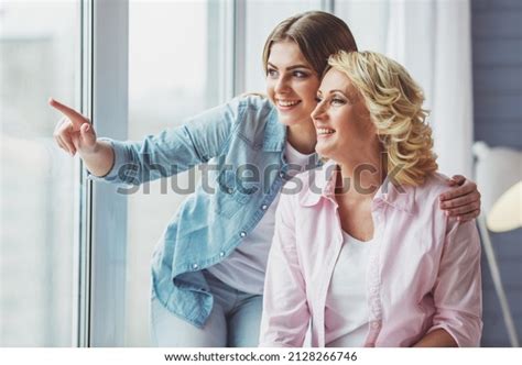 Beautiful Mature Mother Her Daughter Hugging Stock Photo Shutterstock