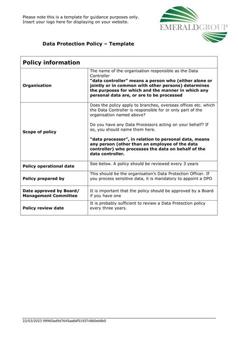 Free Printable Security Policy Templates [pdf Word] Information