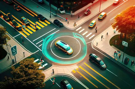 Autonomous Vehicle Navigating Busy Intersection With Traffic Lights