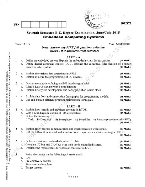 vtu b e cse 7th semester question papers june july 2015 university