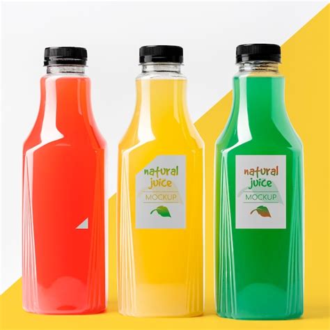 Premium Psd Front View Of Different Glass Juice Bottles