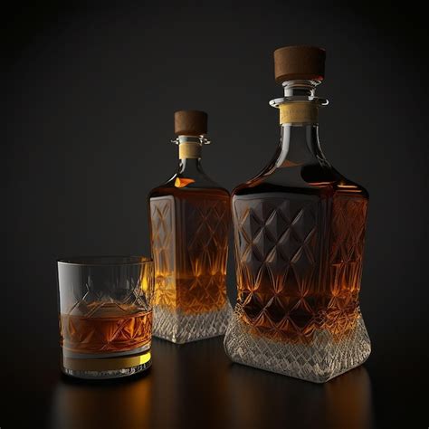 Premium Ai Image Whiskey Alcohol Beverage Drink Bottles With Glass Ai