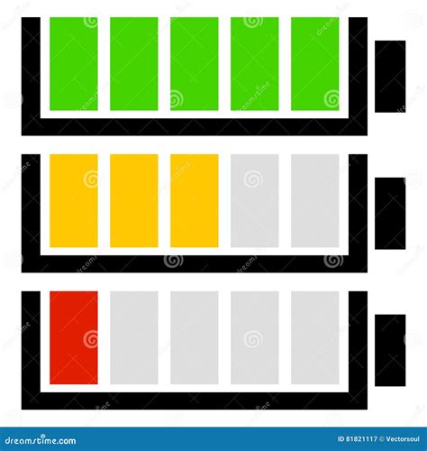 battery level indicator set flat battery icons stock vector