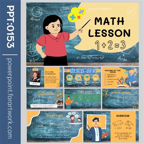 เทมเพลต Powerpoint คณิตศาสตร์ พื้นหลังกระดานดำสไตล์วิชาการสำหรับการสอนและนำเสนอ การ์ตูนน่ารักๆ