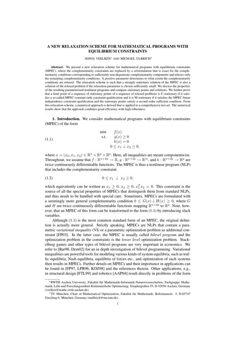 Pdf A New Relaxation Scheme For Mathematical Programs With