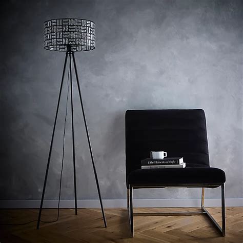 Bronx Black Modern Tripod Floor Lamp With Acrylic Glass Drum Shade