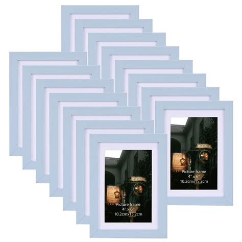 Light Blue Mdf Small Frame Strip 5x7 Opening 4x6 Picture Frame 15 Pcs