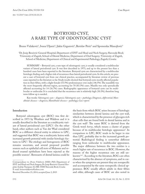 Pdf Botryoid Cyst A Rare Type Of Odontogenic Cyst