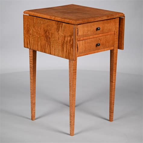 At Auction Federal Style Tiger Maple Work Table Donald Dunlap
