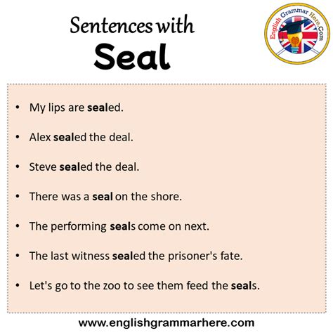 Sentences With Seal Seal In A Sentence In English Sentences For Seal English Grammar Here
