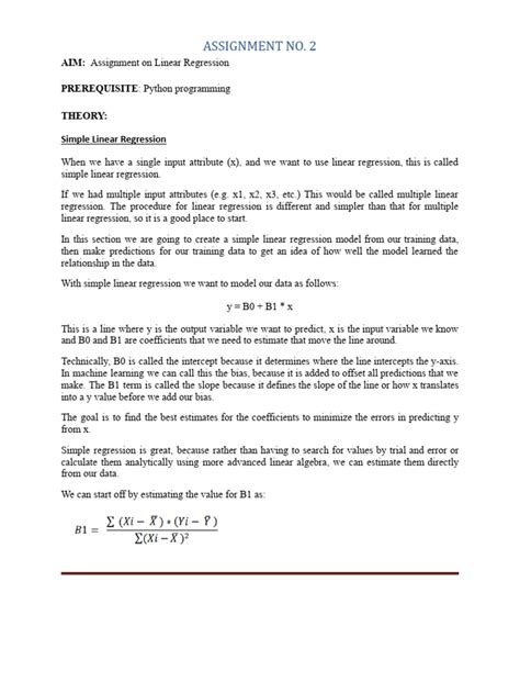 Assignment 2 Pdf Regression Analysis Linear Regression