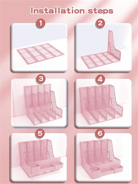 1pc Desktop High Capacity File Sorting Stand Four Grid Storage Shelf