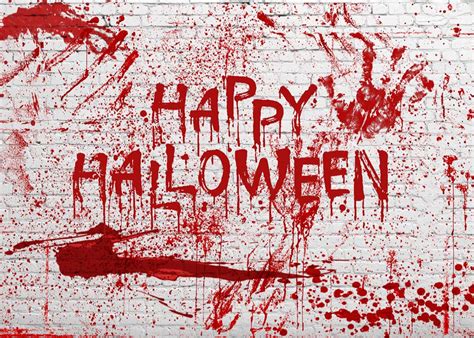 Sensfun Halloween Bloody Brick Wall Backdrop Creepy Scary Blood