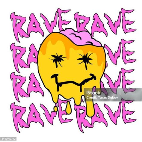 격렬한 텍스트의 배경에 노란색 미소 얼굴 90 년대 테크노 파티를위한 포스터 만화 일러스트 레이 션 강렬하고 밝은 색상에 대한 스톡 벡터 아트 및 기타 이미지 Istock
