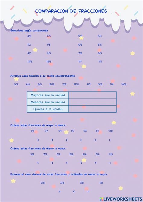 Fracciones Online Exercise For 5º Live Worksheets