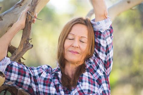 Portrait Thoughtful Mature Country Woman Stock Image Image Of Rural