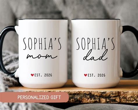 New Mom And Dad Mugs Pregnancy Reveal Mugs Dad Mama To Be T