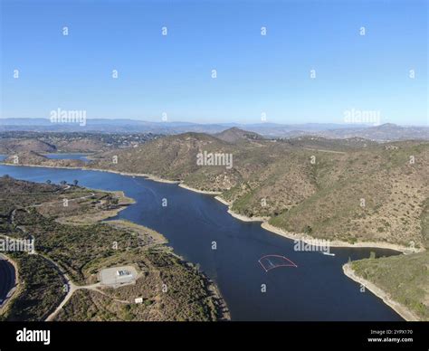 Aerial View Of Inland Lake Hodges And Bernardo Mountain Great Hiking