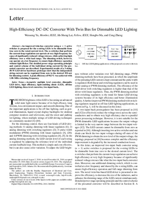 Pdf High Efficiency Dc Dc Converter With Twin Bus For Dimmable Led