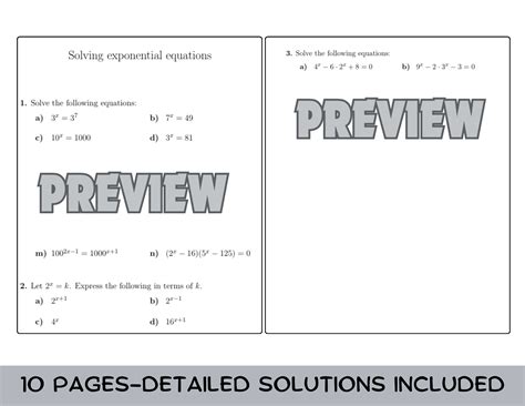 Worksheet Solving Exponential Equations Solving Exponential Equations