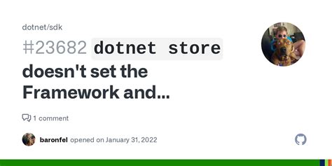 Dotnet Store Doesn T Set The Framework And Runtime Options As Required Issue Dotnet