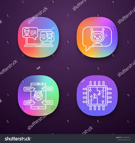 Chatbots App Icons Set Uiux User Stock Vector Royalty Free 1167937612