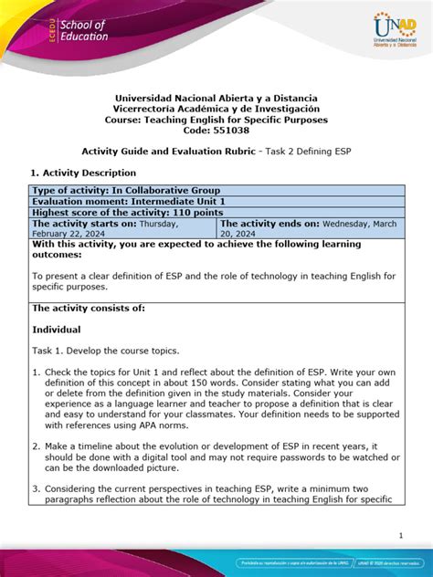 Activities Guide And Evaluation Rubric Unit 1 Task 2 Defining Esp Pdf Plagiarism