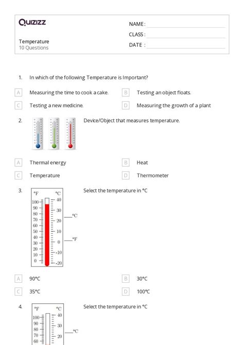 50 Units Of Temperature Worksheets For 5th Class On Quizizz Free