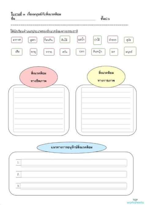 ใบงานสังคมป 6 No 3 ใบงานเชิงโต้ตอบ Topworksheets