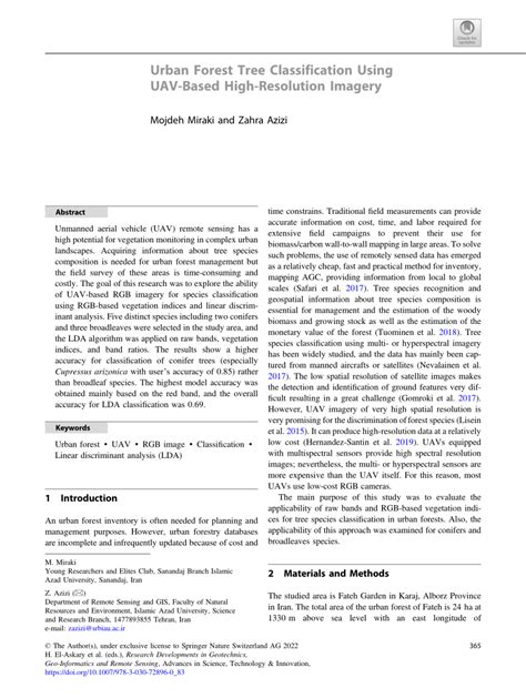Pdf Urban Forest Tree Classification Using Uav Based High Resolution