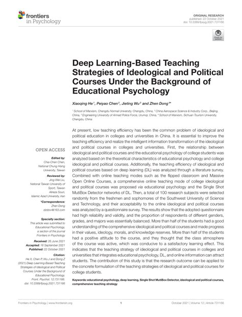 Pdf Deep Learning Based Teaching Strategies Of Ideological And